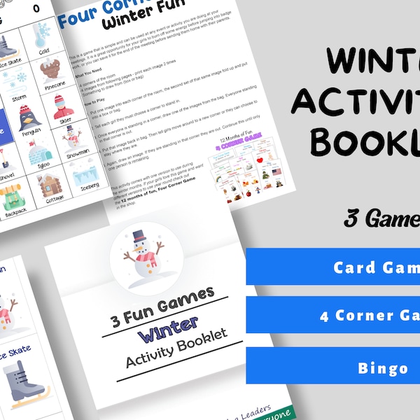 Winter Bingo, Card and 4 Corner Game Activity Booklet, Printable ...
