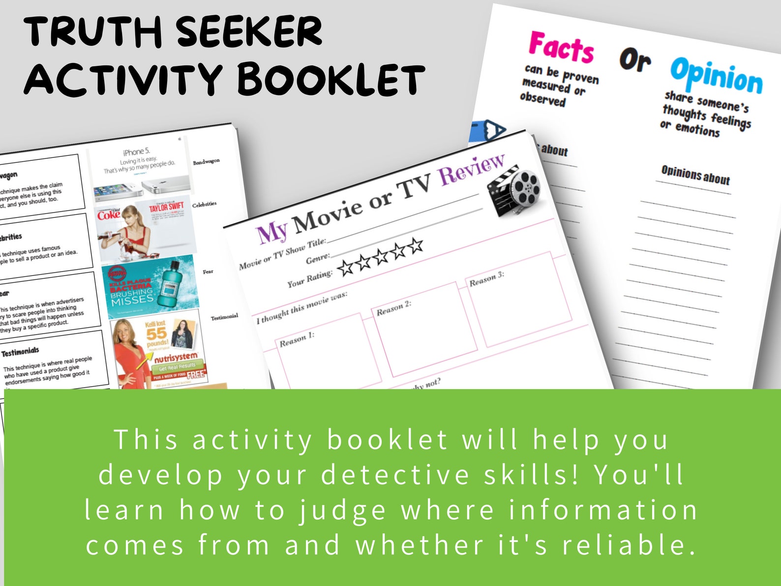 Truth Seeker Activity Booklet, 9th and 10th Grade, Printable for Kids ...