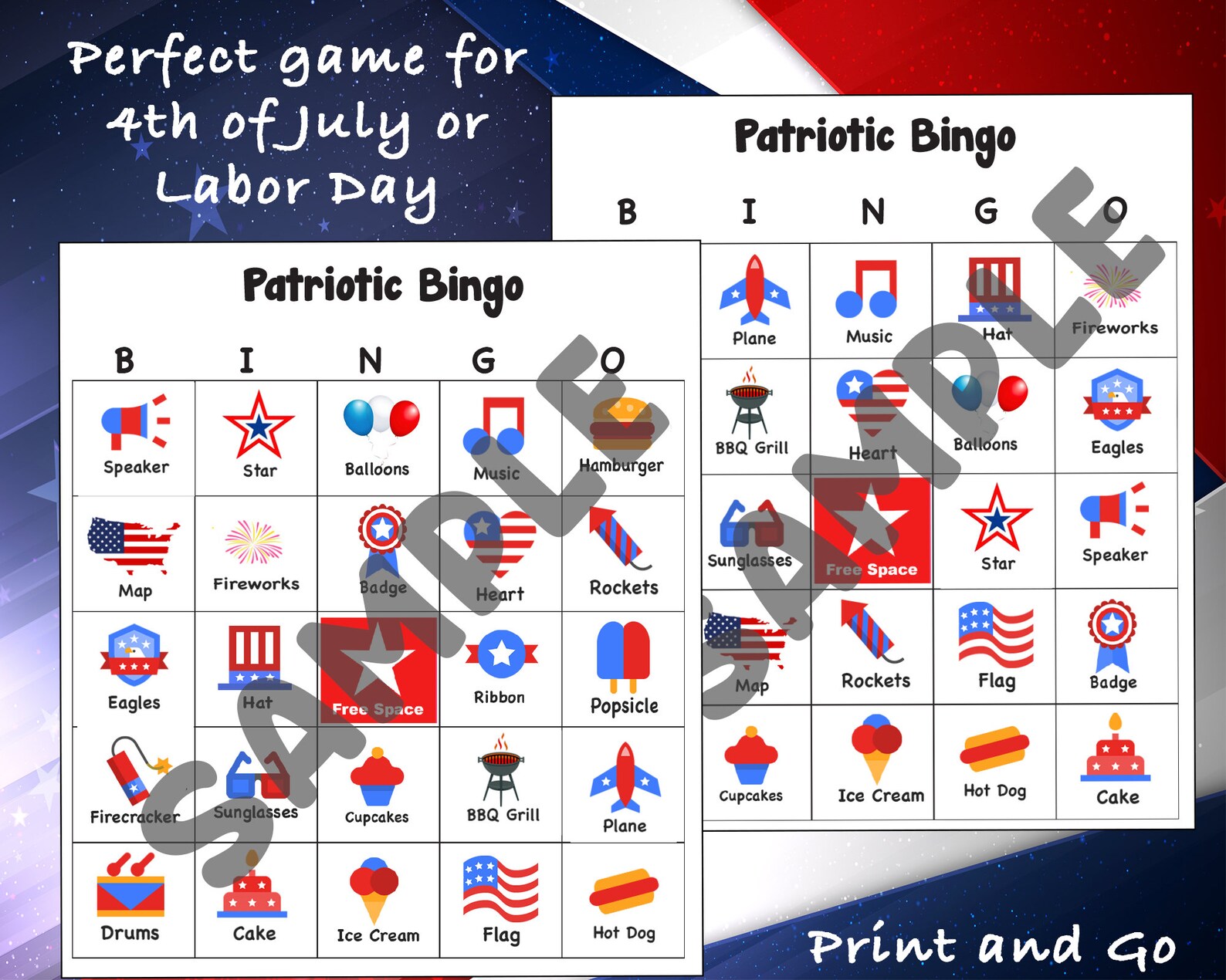 Patriotic Bingo Game | July 4th Printable | Labor Day | Independence ...