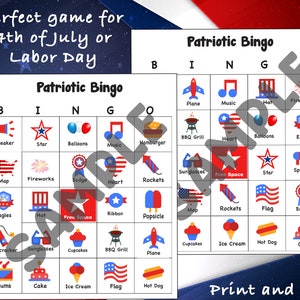 Patriotic Bingo Game | July 4th Printable | Labor Day | Independence ...