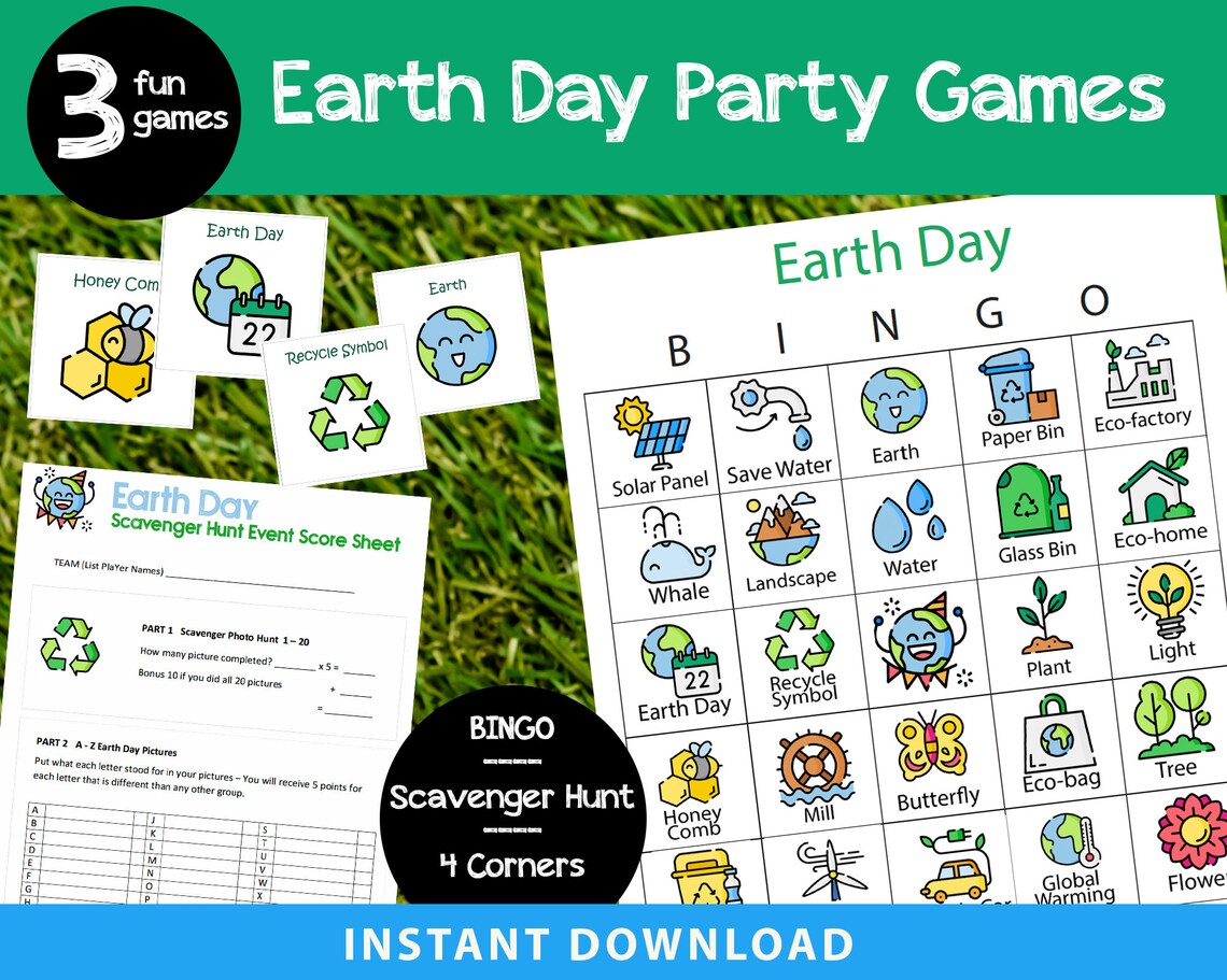 3 Earth Day Party Games, Earth Day Bingo, Earth Day Scavenger Hunt ...