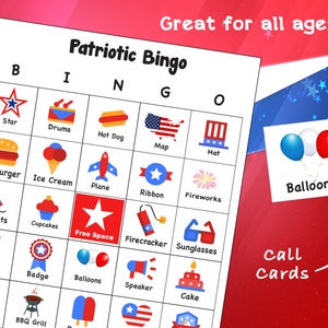 Patriotic Bingo Game | July 4th Printable | Labor Day | Independence ...