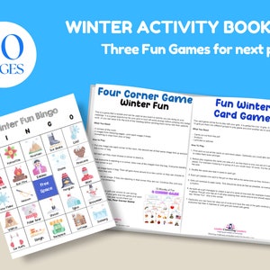 Winter Bingo, Card and 4 Corner Game Activity Booklet, Printable ...