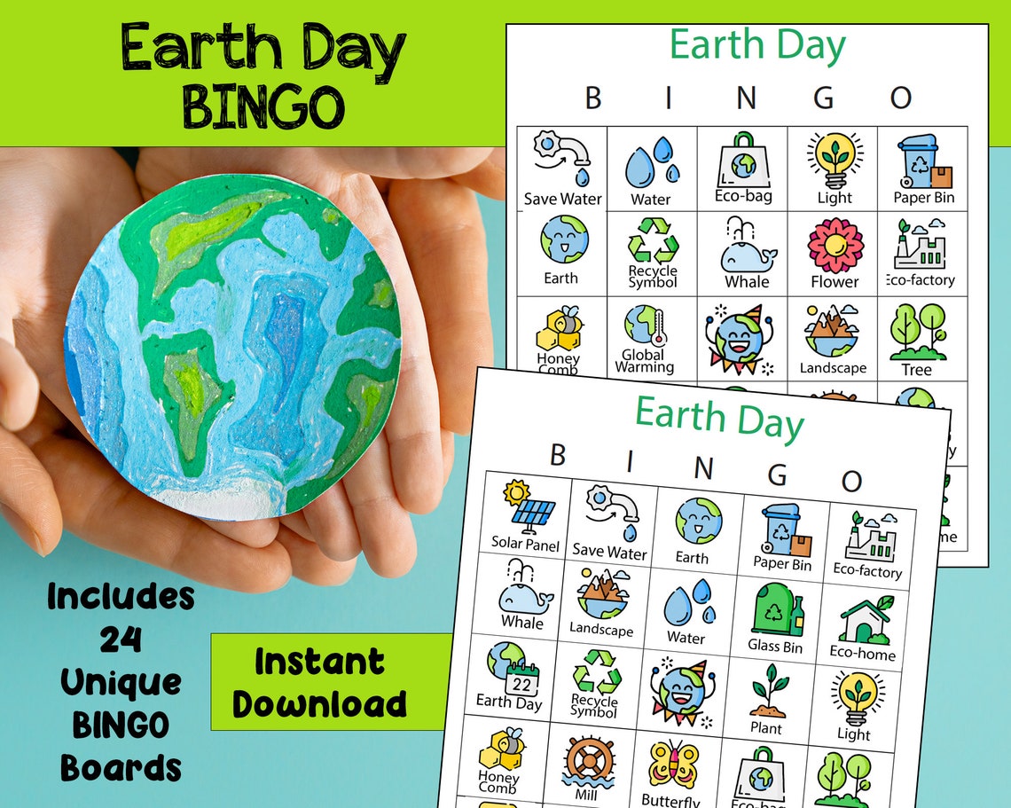 Earth Day Bingo Game, Earth Day Printable, Earth Day Family Game ...