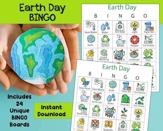 Earth Day Bingo Game Earth Day Printable Earth Day Family | Etsy
