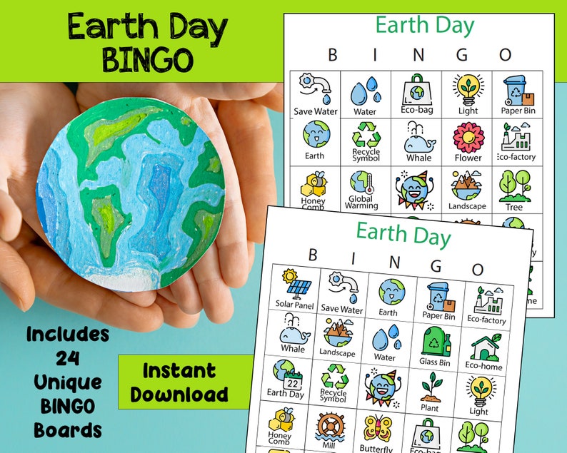 Earth Day Bingo Game, Earth Day Printable, Earth Day Family Game ...