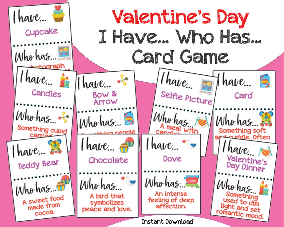 I Have… Who Has… Valentine's Day Game - Etsy