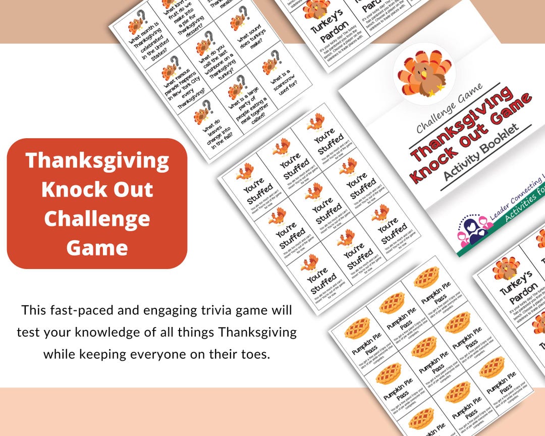 Knock Out Game About Thanksgiving | Perfect for Thanksgiving Parties ...