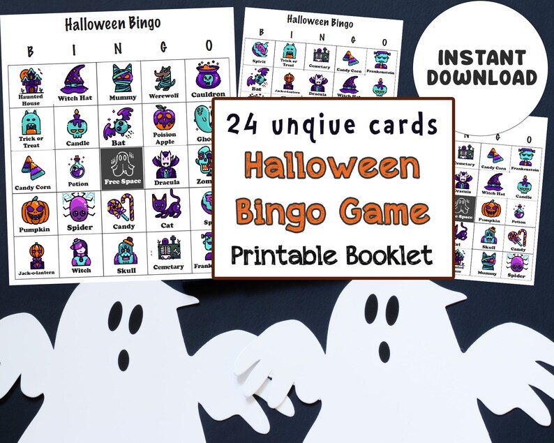 Halloween Bingo Game | Printable Halloween Bingo | 24 Different Cards ...