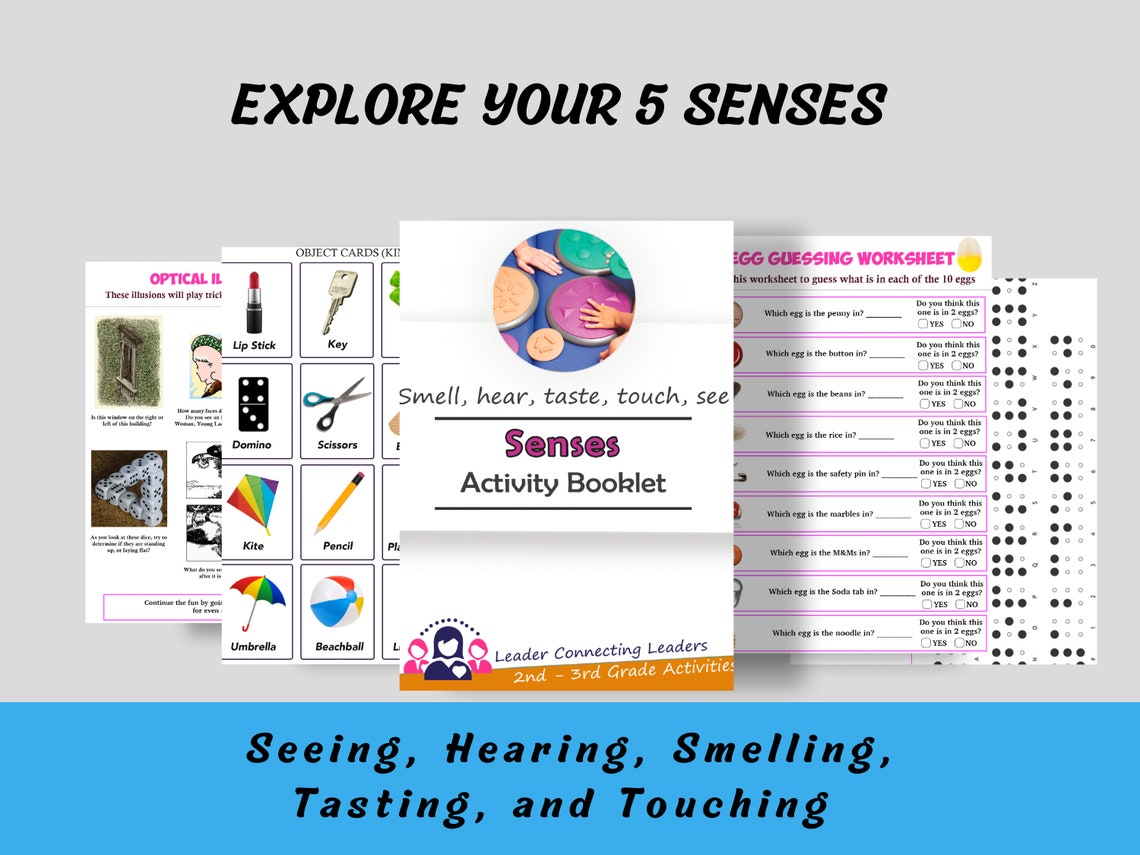 5 Senses Activity Booklet, Printable for Kids, Tasting, Hearing ...