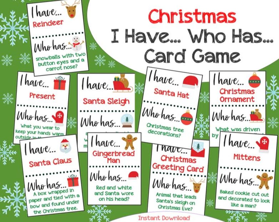I Have Who Has Christmas Card Game | Christmas Kids Games | Christmas ...