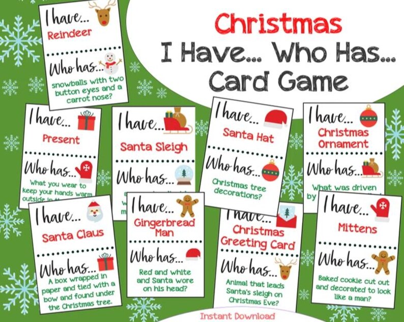 I Have Who Has Christmas Card Game | Christmas Kids Games | Christmas ...