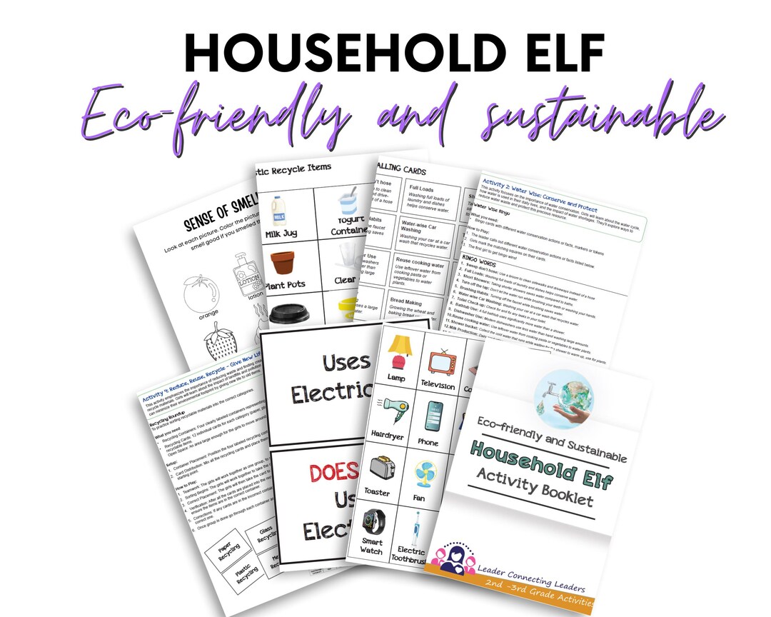 Household Elf Activity Booklet, Kid Games; Printable for Kids, Eco ...