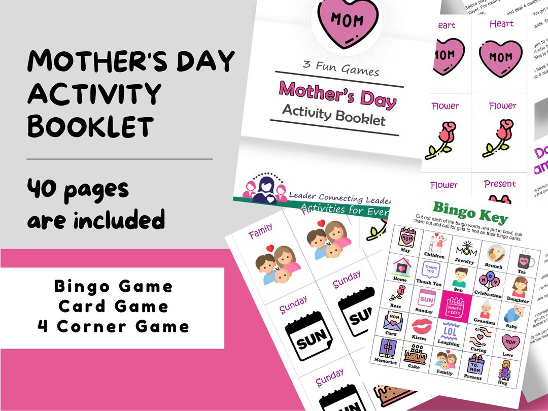 3 Mother's Day Games | Mother's Day Bingo | Four Corner Game | Mother's ...