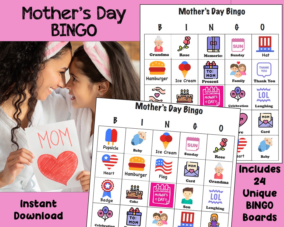 Mother's Day Bingo Game, Mother's Day Printable, Mother's Day Family ...