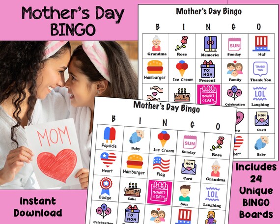 Mother's Day Bingo Game Mother's Day Printable | Etsy