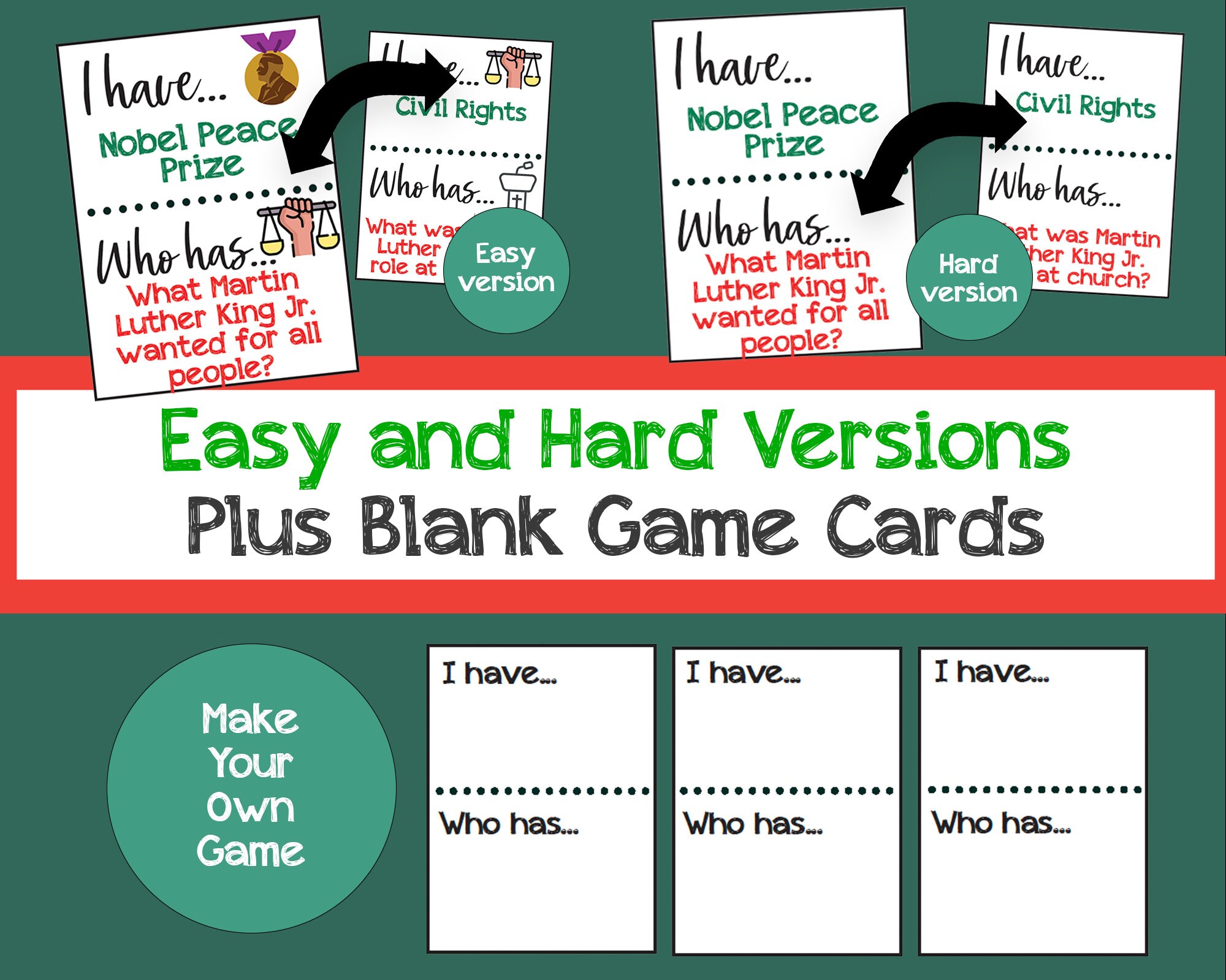 I Have Who Has Martin Luther King Jr Card Game | Printable Game ...