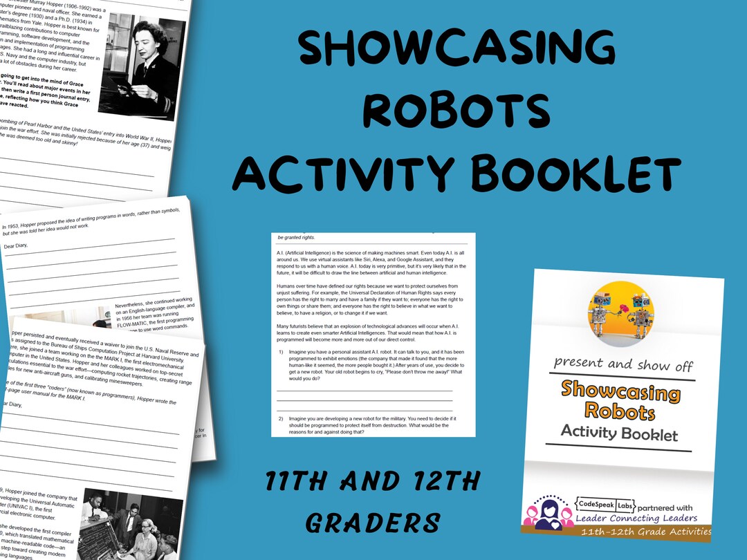 Showcasing Robots Activity Booklet, 11th and 12th Grade, Printable for ...