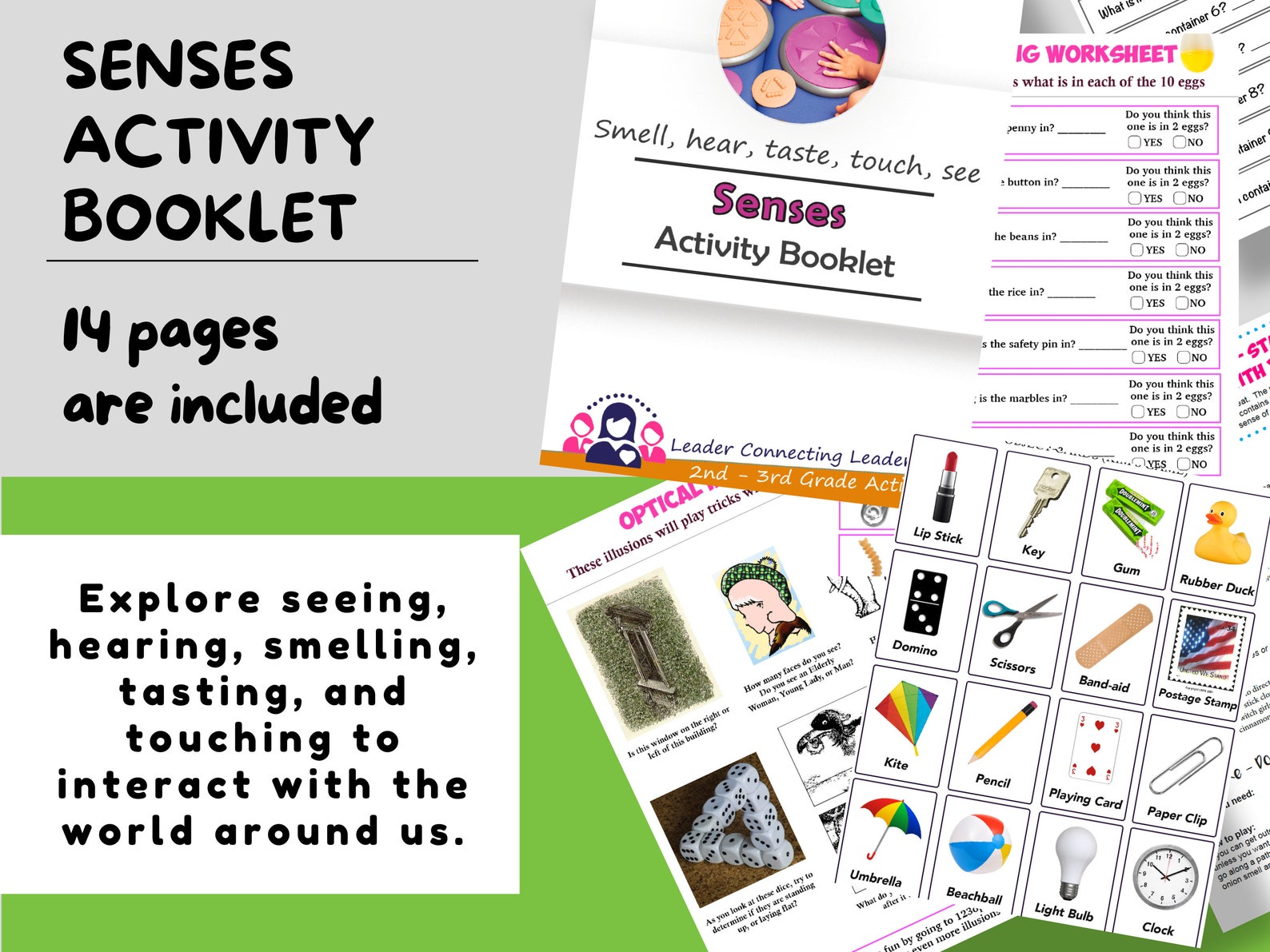 5 Senses Activity Booklet, Printable for Kids, Tasting, Hearing ...