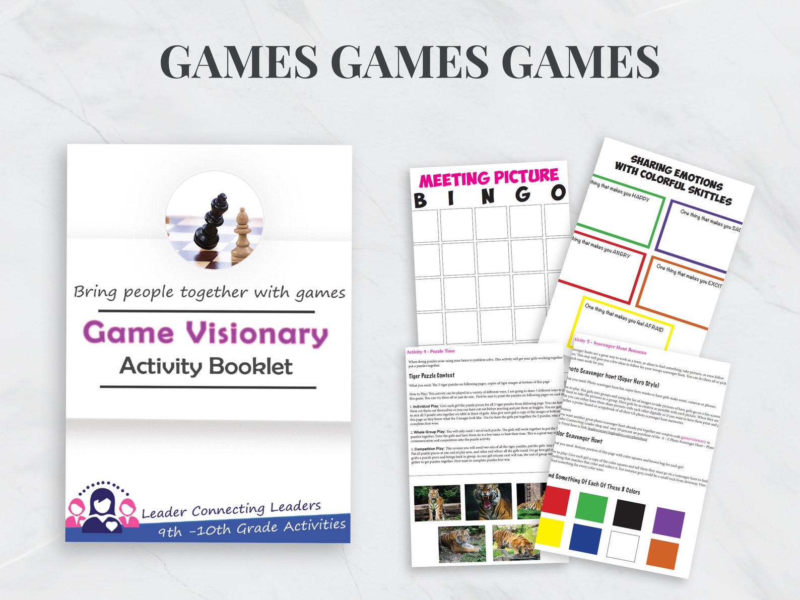 Game Activity Booklet, Scavenger Hunt; Ice Breakers, Bingo, Obstacle ...