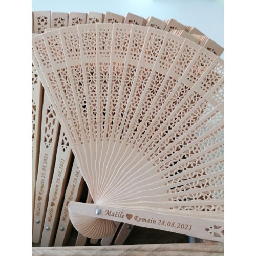Personalized Wedding Hand Fans Custom Laser Engraved - Etsy UK