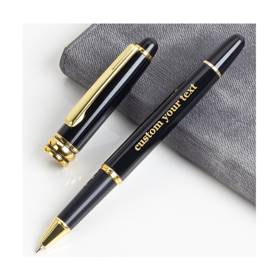 Personalized Engraved Black&gold Ballpoint Pen, Pen With Name Message ...