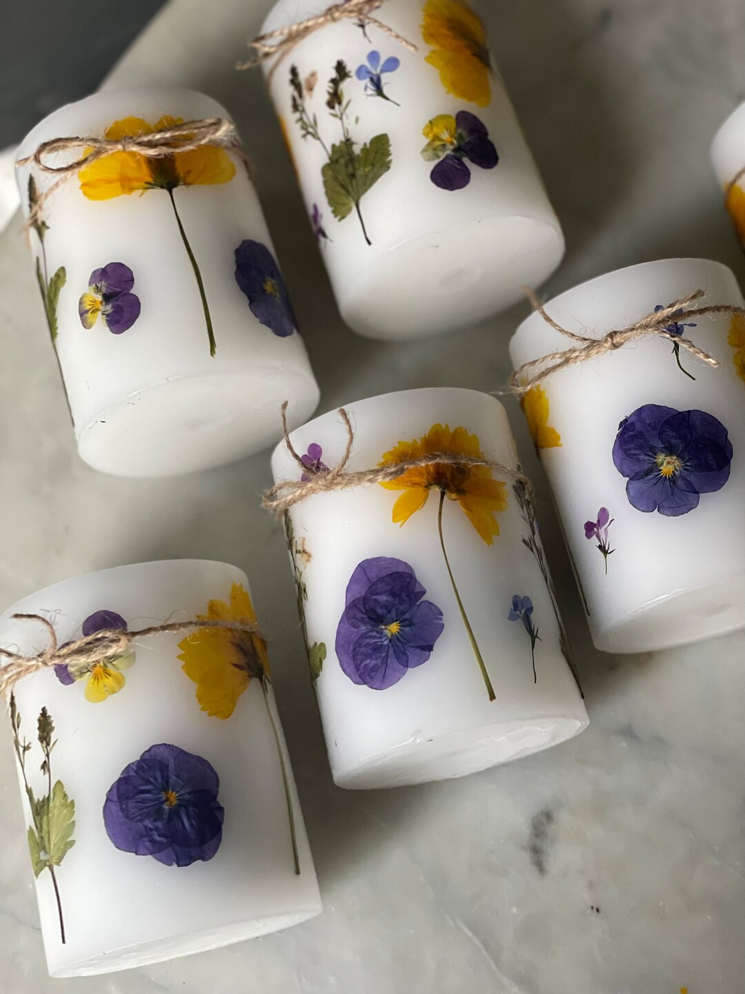 Spring Candles, Pressed Flower Candles, Dried Flower Candles - Etsy