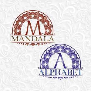 Mandala Split Circle Monogram SVG, Eps, Dxf, PNG. Semicircle Split Monogram Alphabet Svg. Split ...