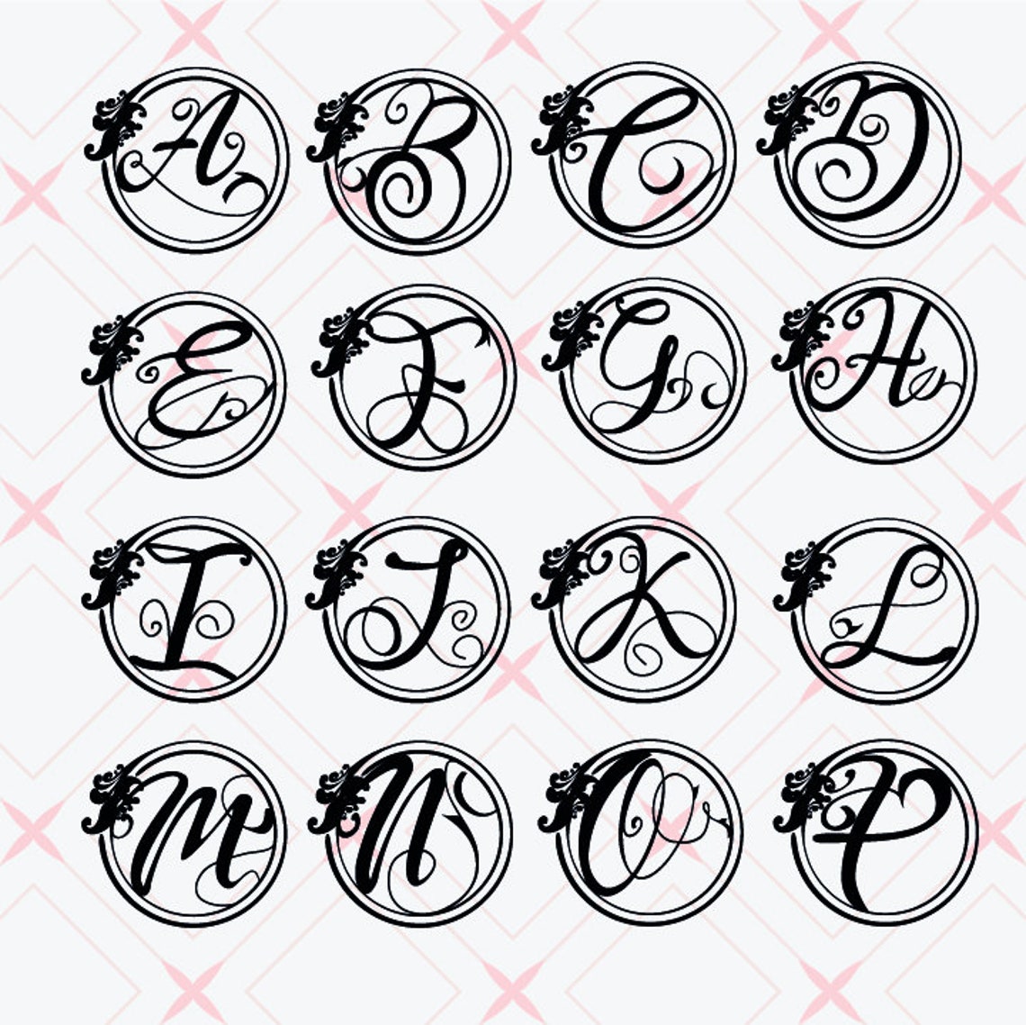 Monogram Circle Svg Digital Template Monogram Letters Png - Etsy