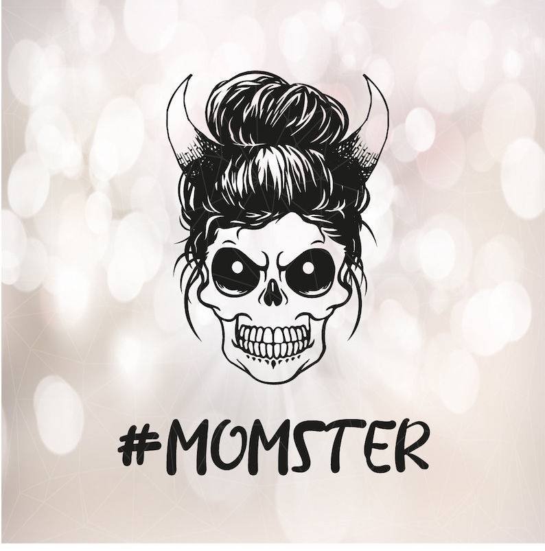Momster Svg Mom of Monsters Svg Halloween Messy Bun Svg - Etsy