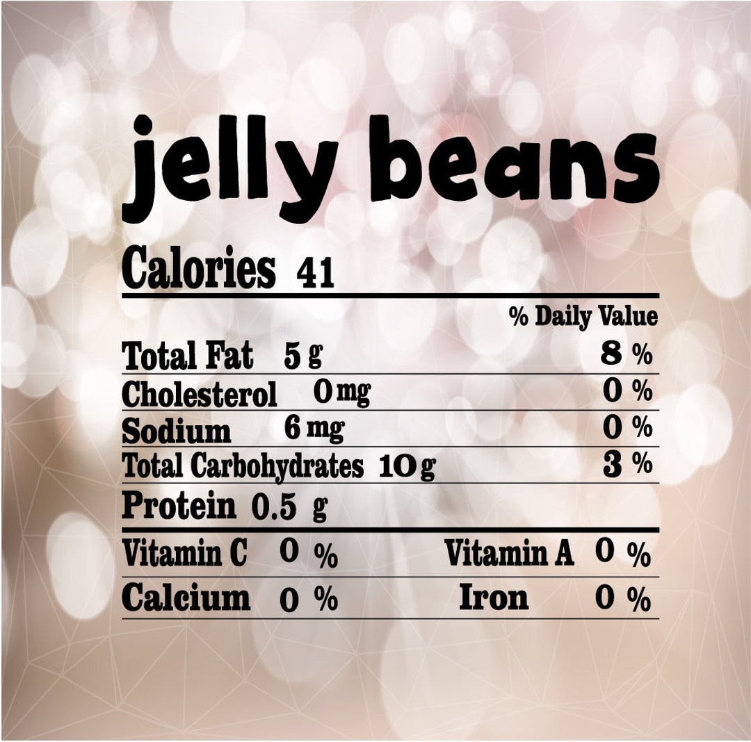 Easter Nutrition Facts Svg, Easter Jelly Beans Svg, Easter Food Candy ...