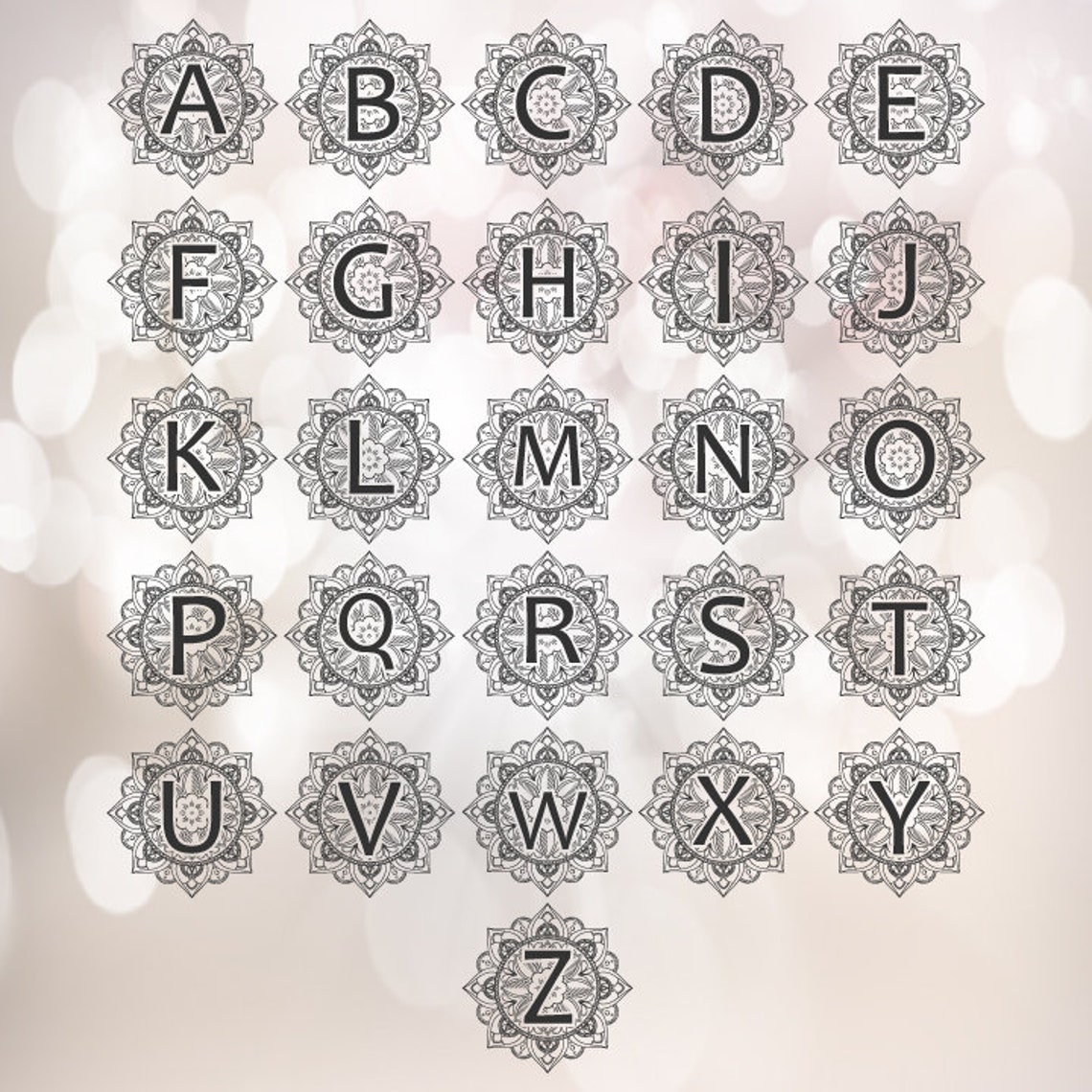 Monogram SVG Mandala Monogram Digital Design Png Eps Dxf. | Etsy