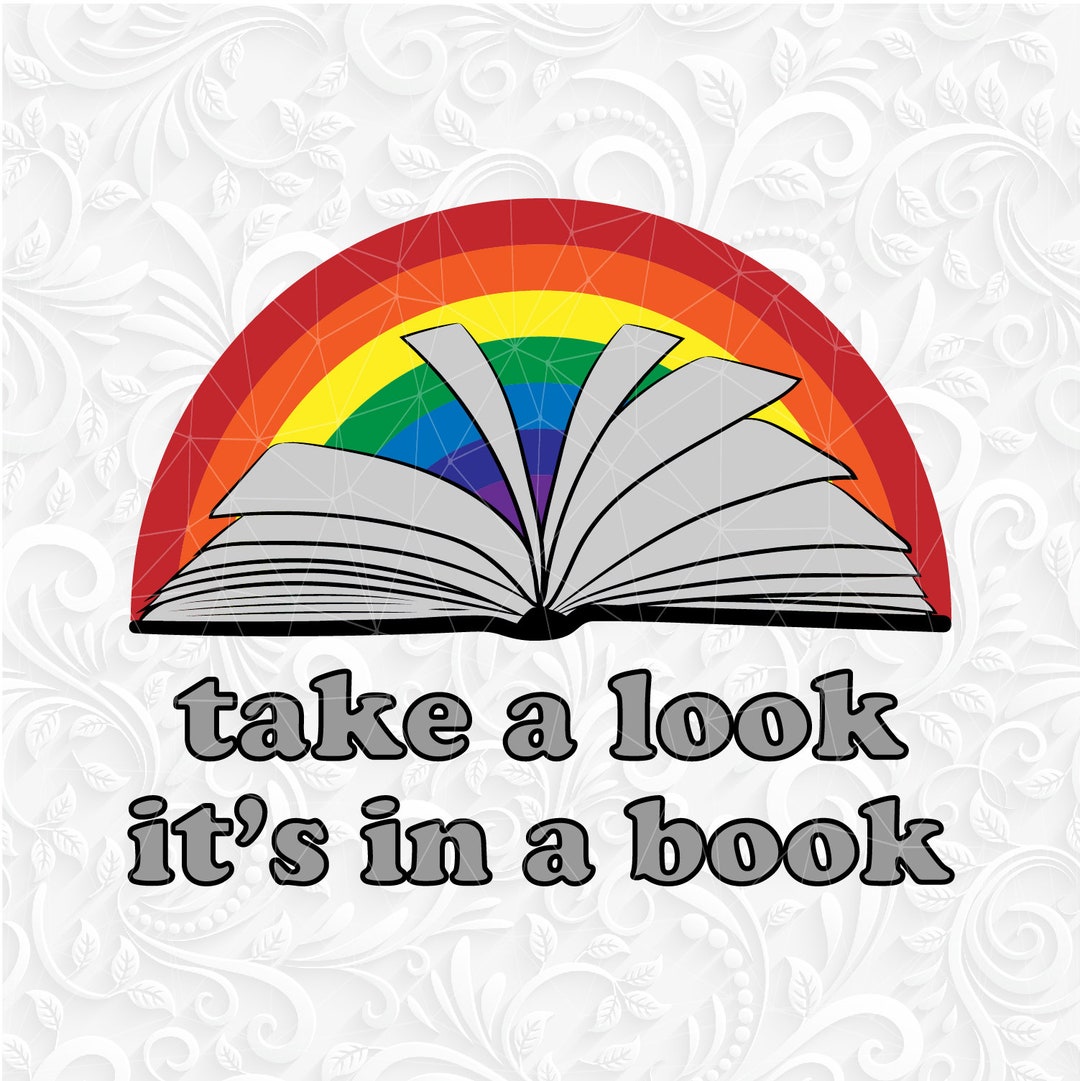 Take a Look It's in a Book SVG EPS PNG. Rainbow Book Reading Svg ...