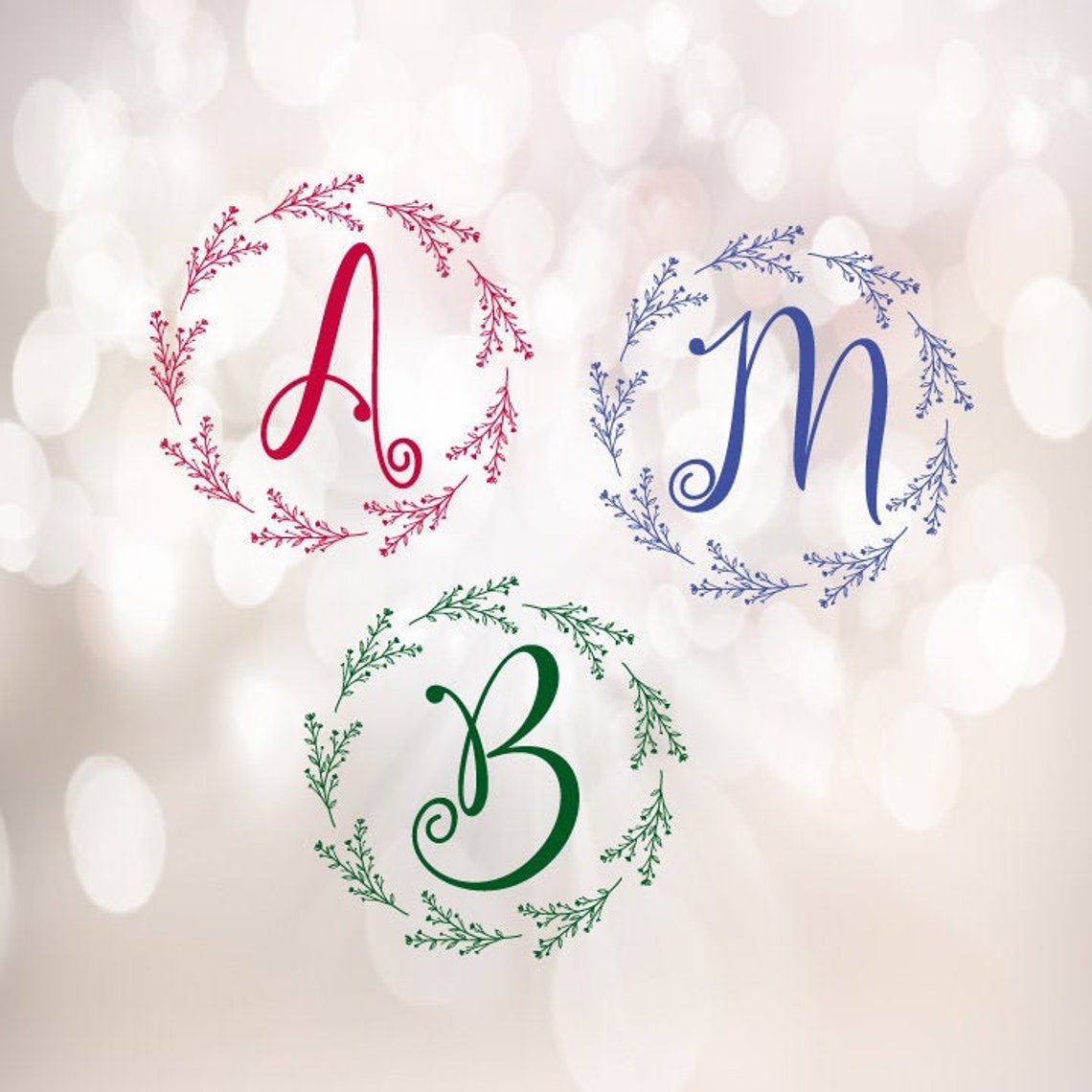 Monogramm Alphabet Svg Kranz Monogramm Buchstabe nur | Etsy