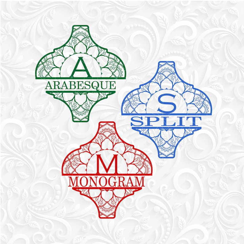 Arabesque Split Monogram SVG. Arabesque Split Alphabet Svg | Etsy