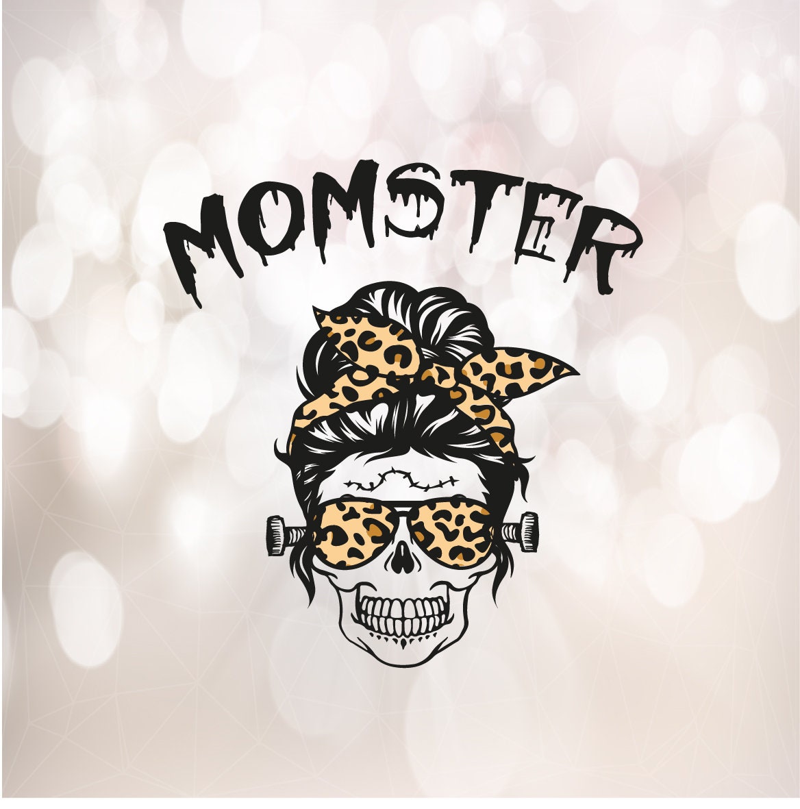 Momster Svg Mom of Monsters Svg Halloween Messy Bun Svg - Etsy