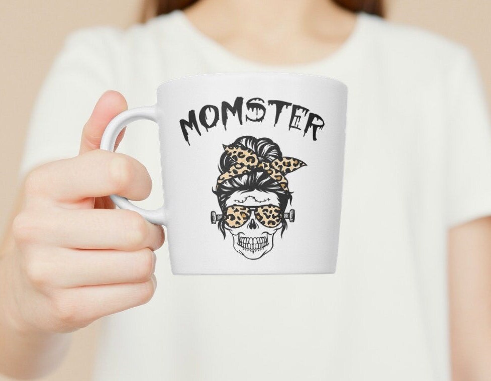 Momster Svg Mom of Monsters Svg Halloween Messy Bun Svg - Etsy