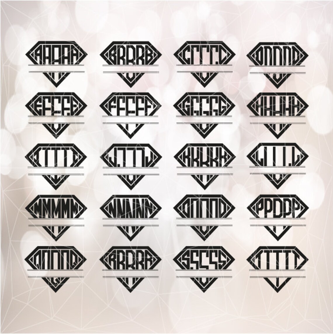 Diamond Split Monogram SVG Split Monogram Letter Svg Digital | Etsy