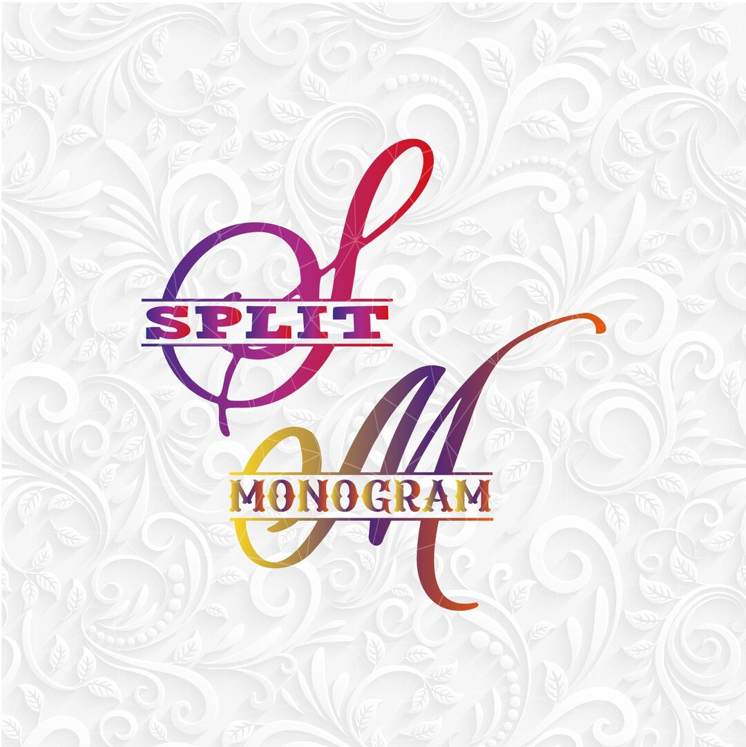 Beautiful Split Monogram Svg, Curly Split Monogram Svg, Png, Eps, Dxf ...