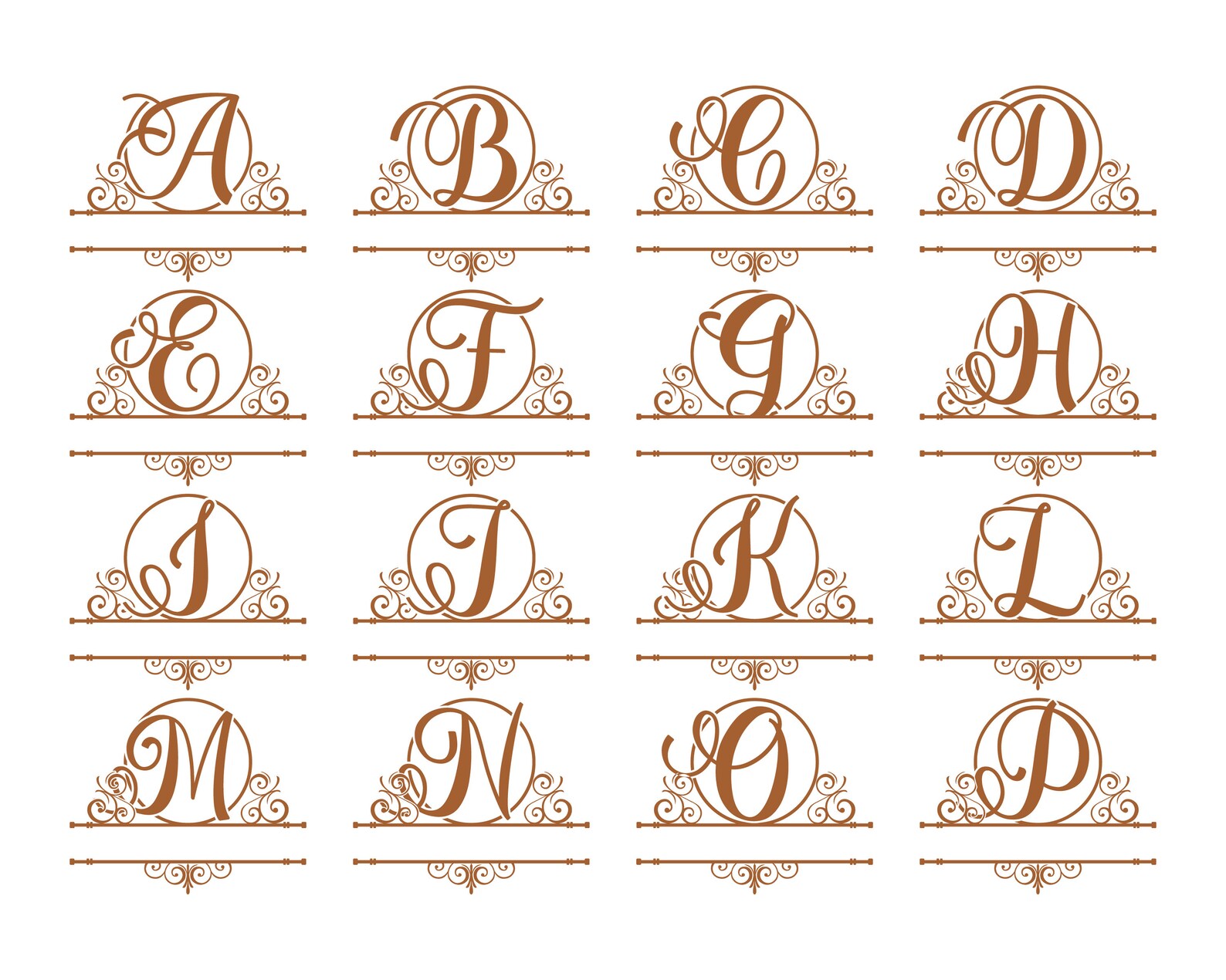 Split Monogram SVG, Initials Frame Alphabet, Split Initials Letter ...