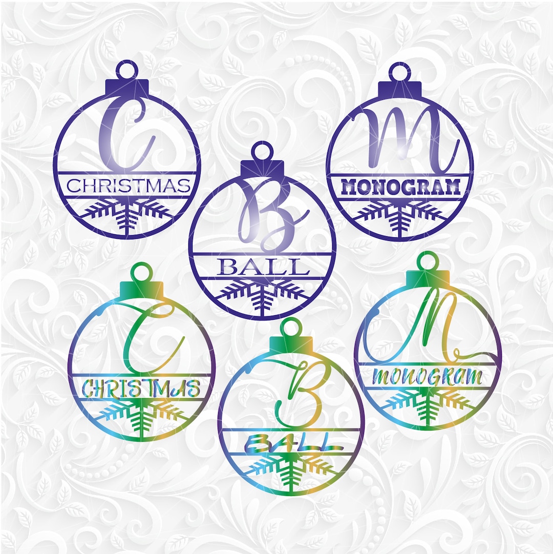 Christmas Ball Split Monogram SVG Two Version Fonts. Christmas SVG ...