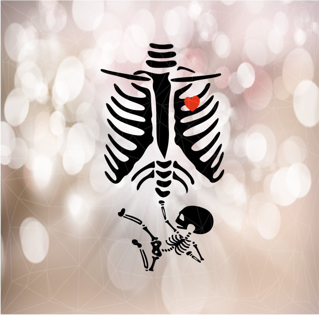 Pregnant Skeleton With Baby Svg, Pregnancy Announcement Svg, Skeleton ...