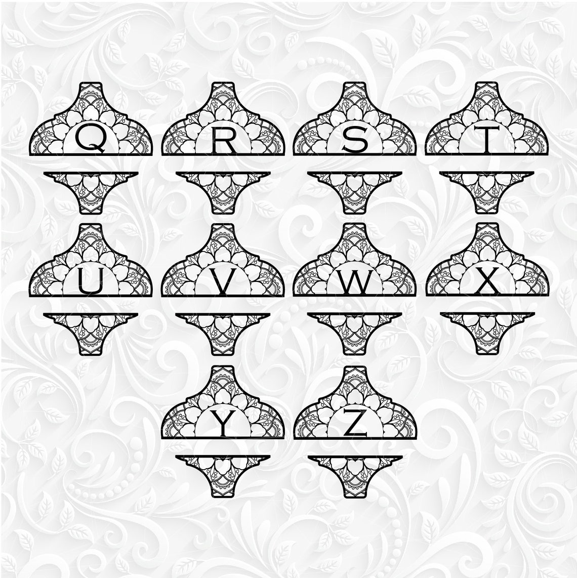 Arabesque Split Monogram SVG. Arabesque Split Alphabet Svg | Etsy