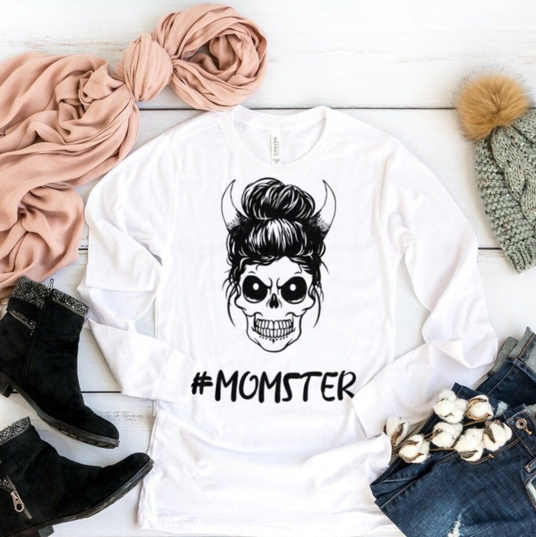 Momster Svg, Mom of Monsters Svg, Halloween Messy Bun Svg, Halloween ...