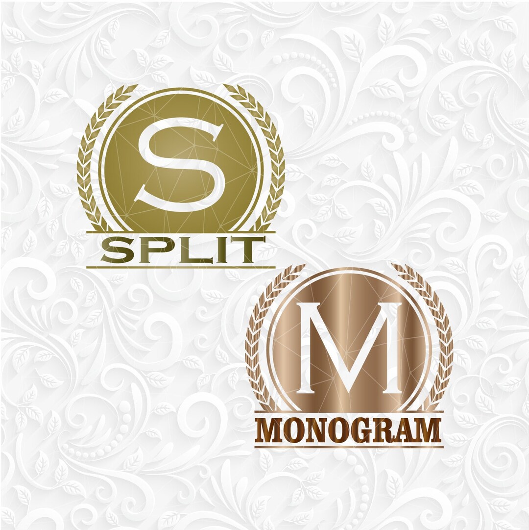 Split Wreath Monogram Svg. Monogram Svg, Png, Eps, Dxf. Digital Split ...