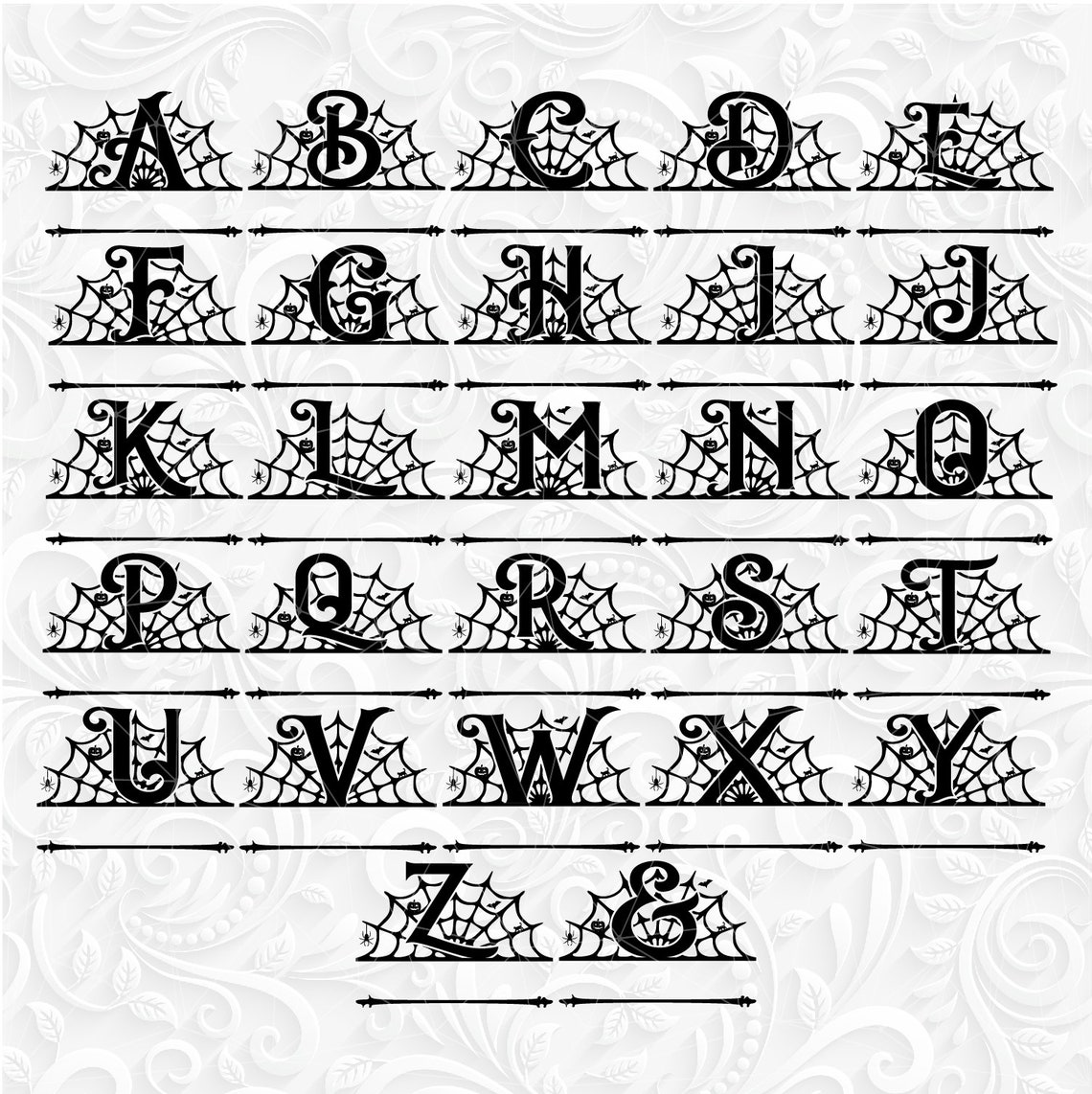 Halloween Split Monogram SVG. Halloween Split Alphabet Monogram Letters ...