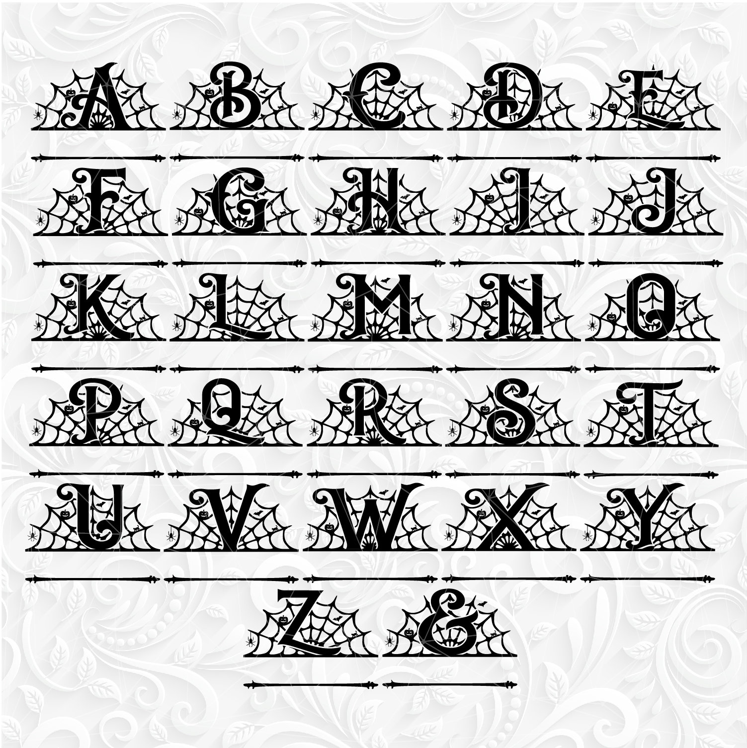 Halloween Split Monogram SVG. Halloween Split Alphabet Monogram Letters. Digital Design ...