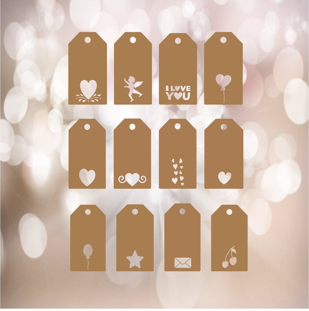 Gift Tags Bundle Svg, Valentine's Day Gift Tags Svg, Glowforge Heart ...