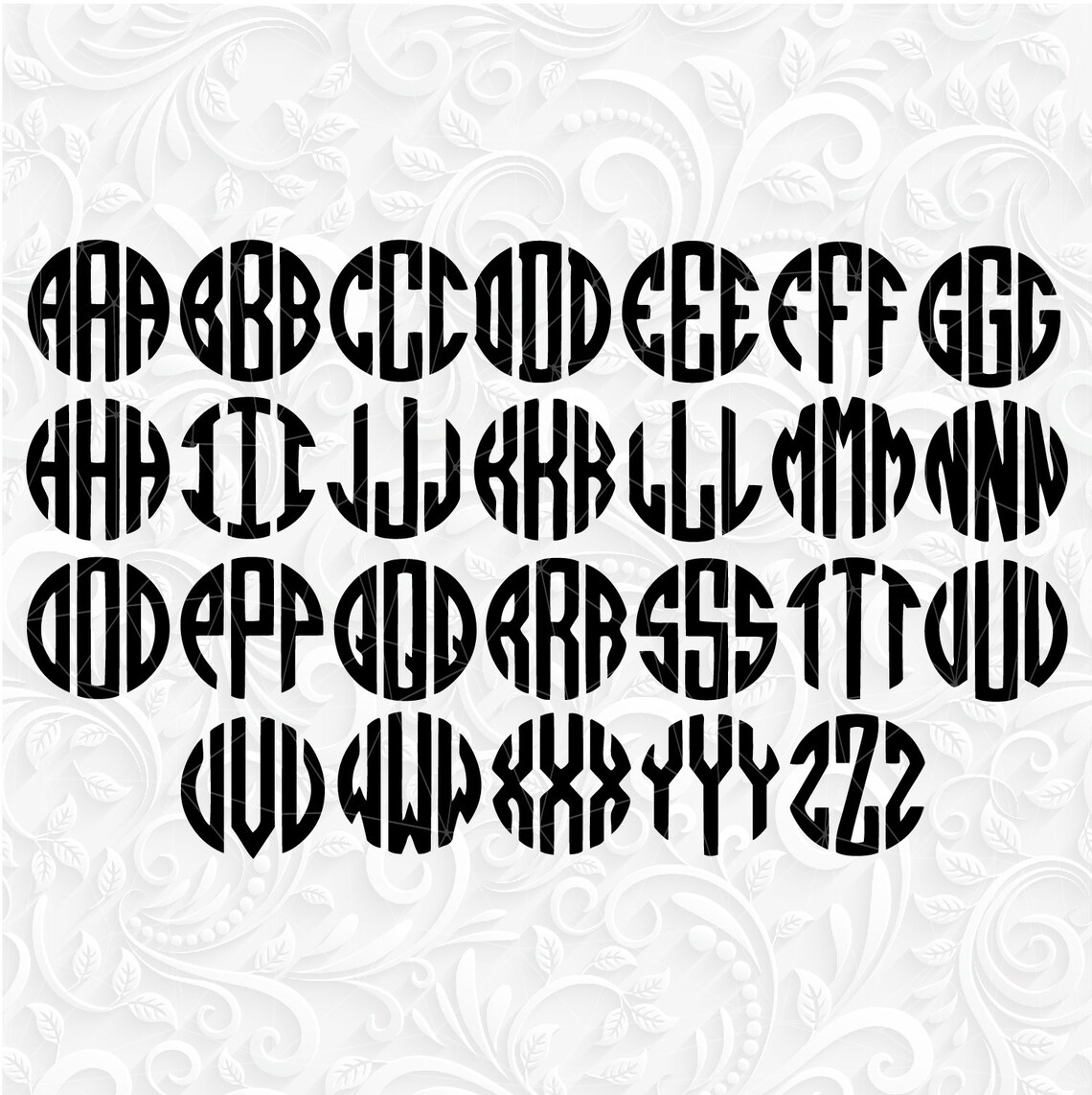 Monogram SVG. Round Alphabet Monogram Svg Eps Png Dxf. | Etsy Canada