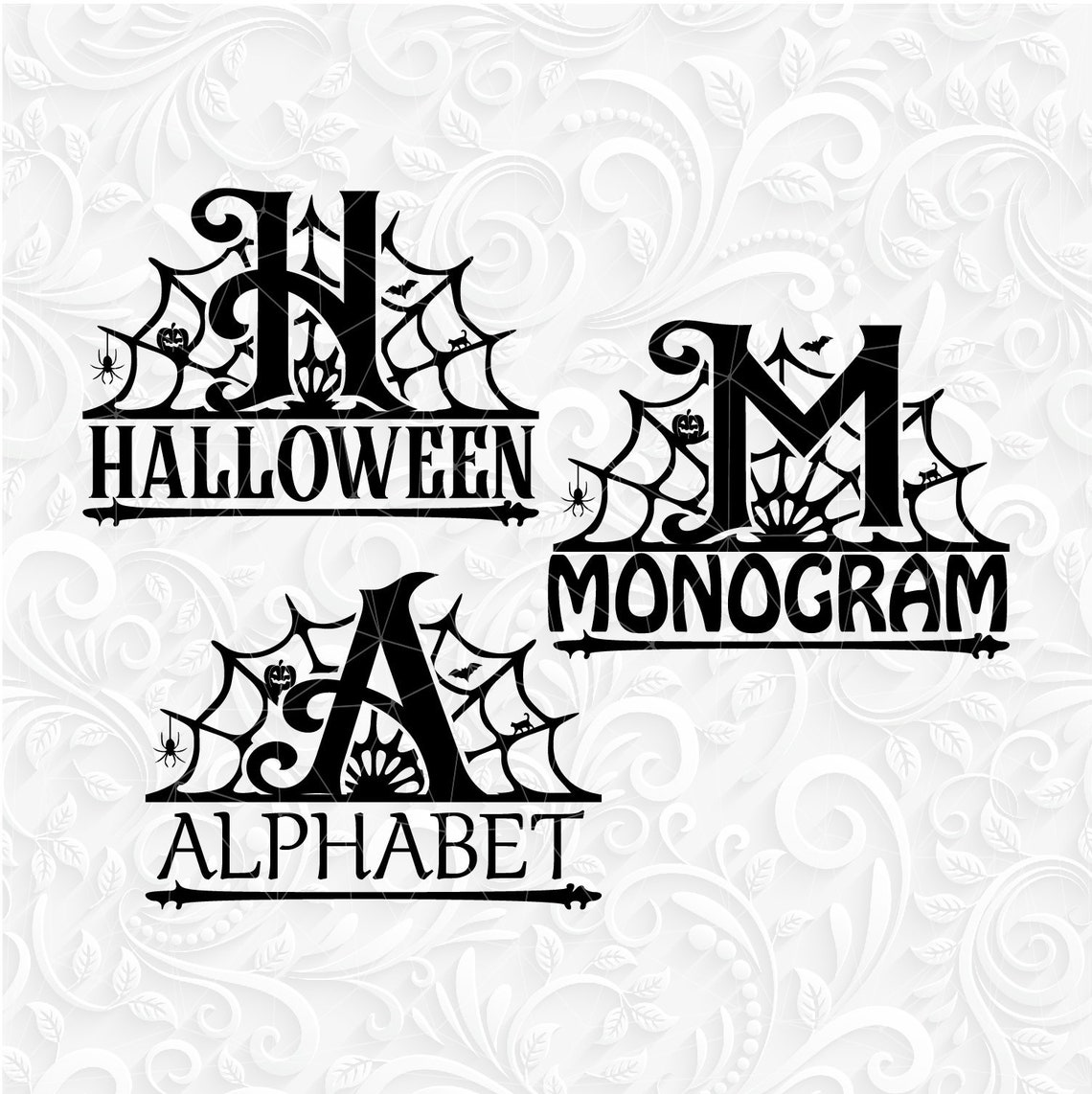 Halloween Split Monogram SVG. Halloween Split Alphabet Monogram Letters. Digital Design ...
